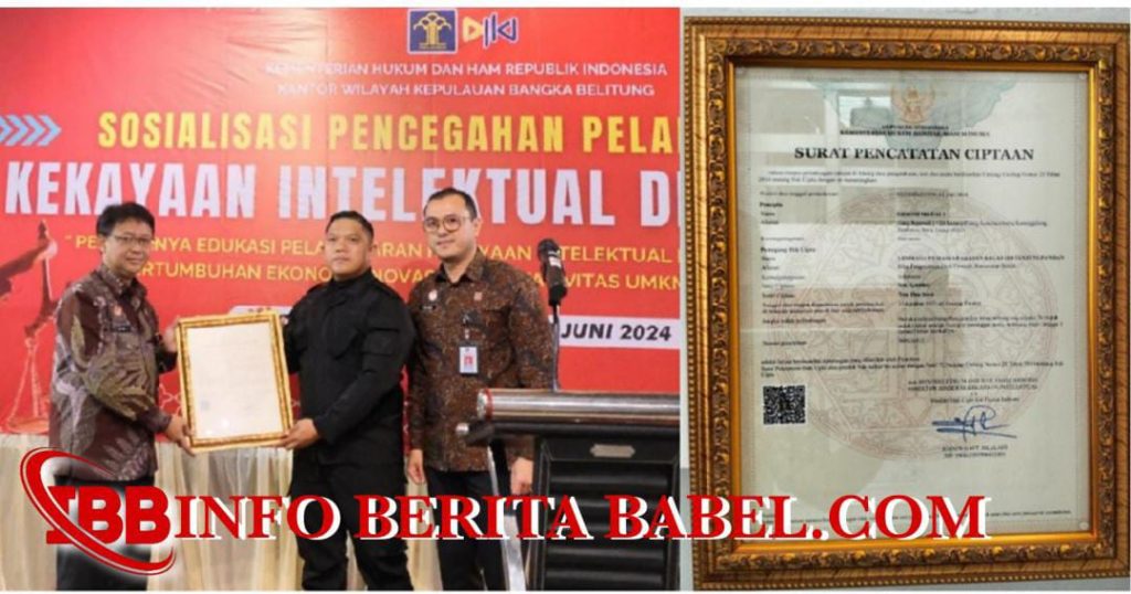 Lapas Kelas IIB Tanjungpandan Terima Sertifikat Pencatatan Kekayaan Intelektual dari Ditjen KI ...